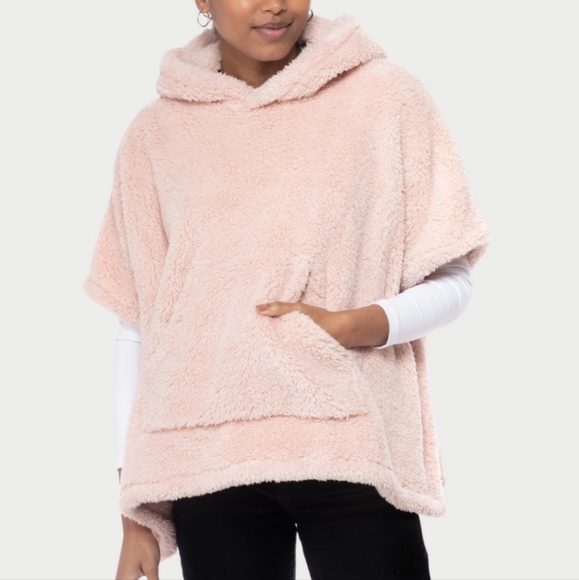 Jenni | Sweaters | Hooded Sherpa Pocket Poncho Blush | Poshmark